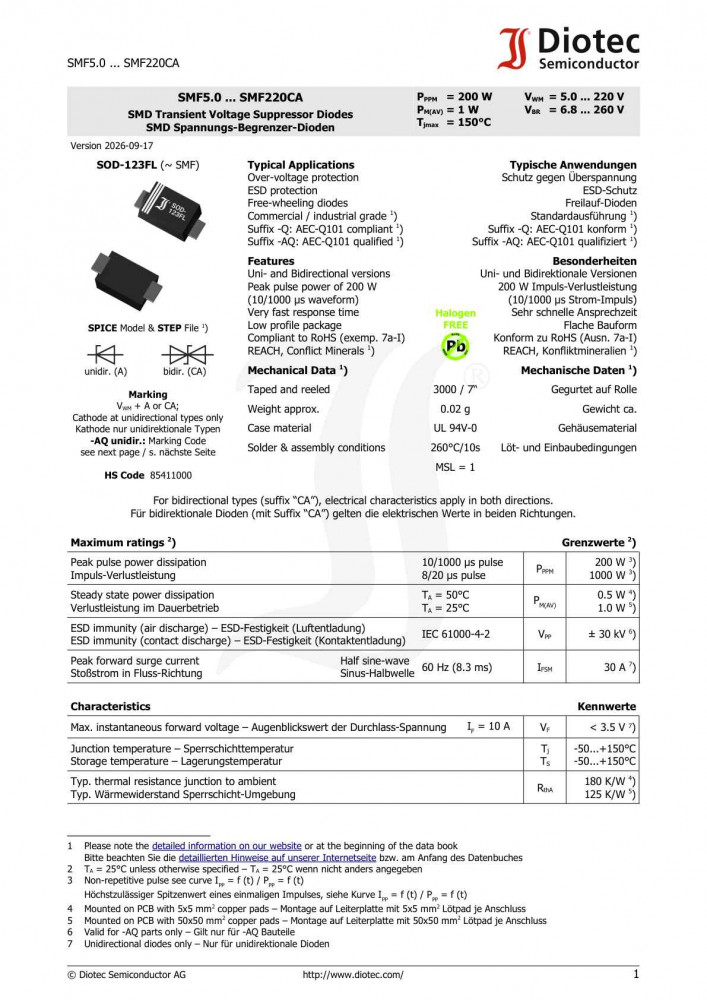 SMF series technical document page 1