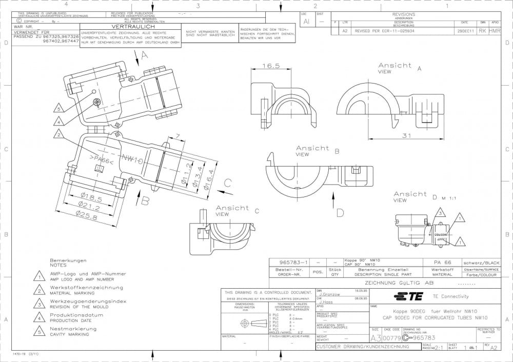 TE Connectivity 965783-1 technical drawing preview