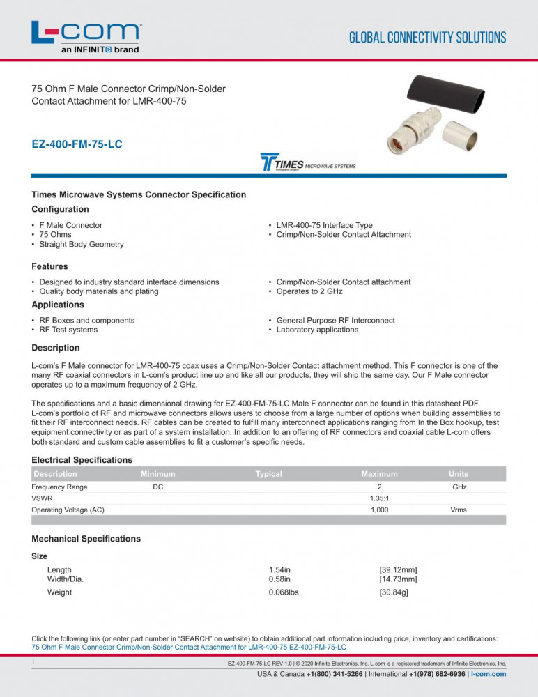 EZ-400-FM-75-LC datasheet page 1