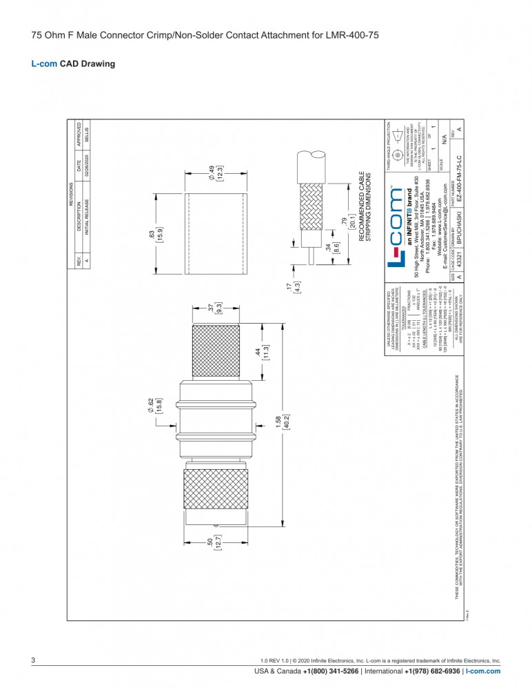 EZ-400-FM-75-LC dimensional drawing