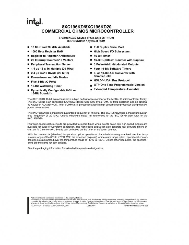 N87C196KD-20 datasheet page 2