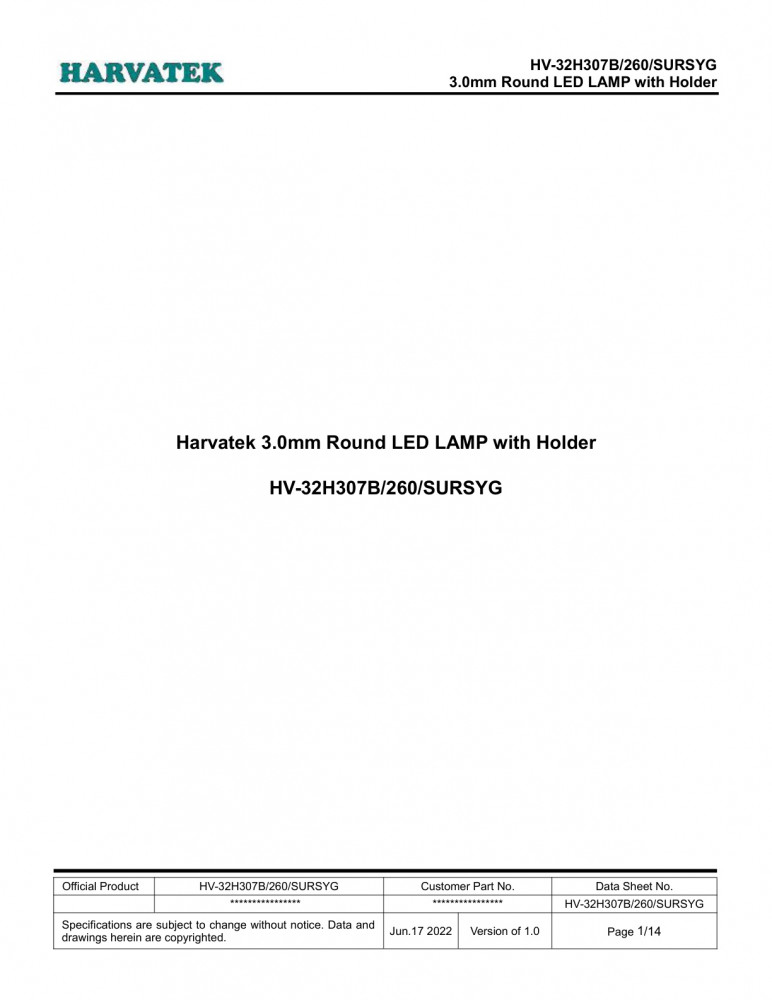 HV-32H307B/260/SURSYG datasheet page 1