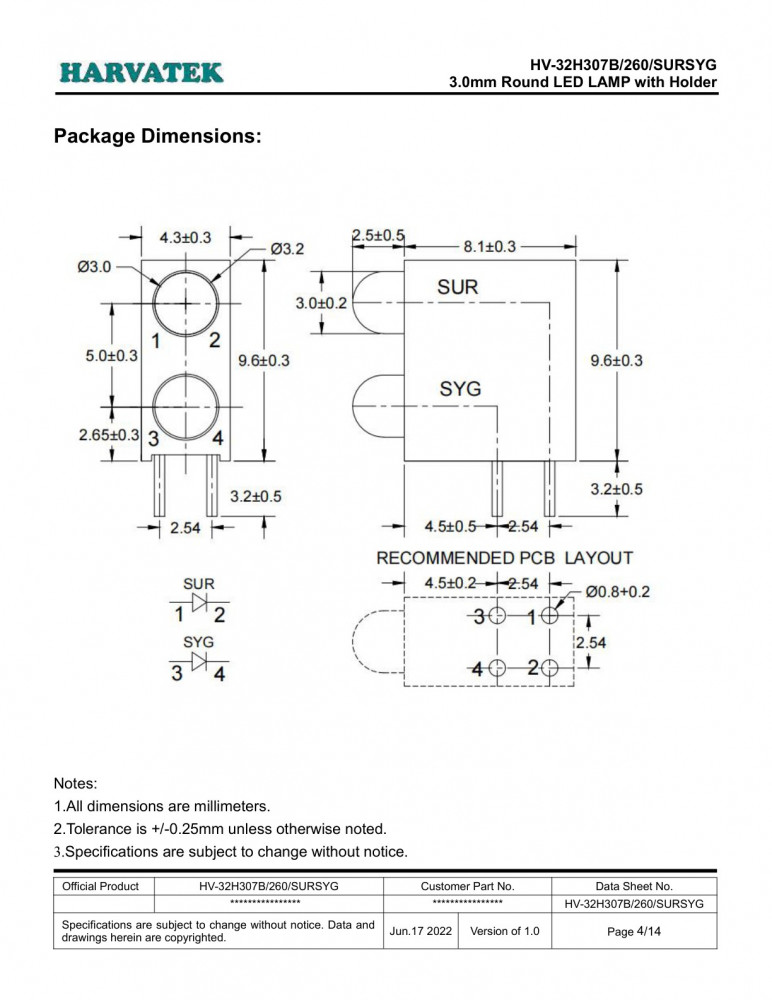 HV-32H307B/260/SURSYG datasheet page 4