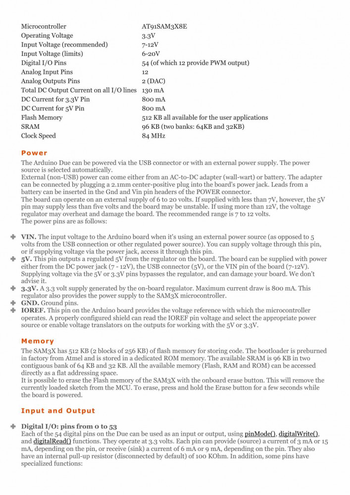 Arduino Due technical document page 2