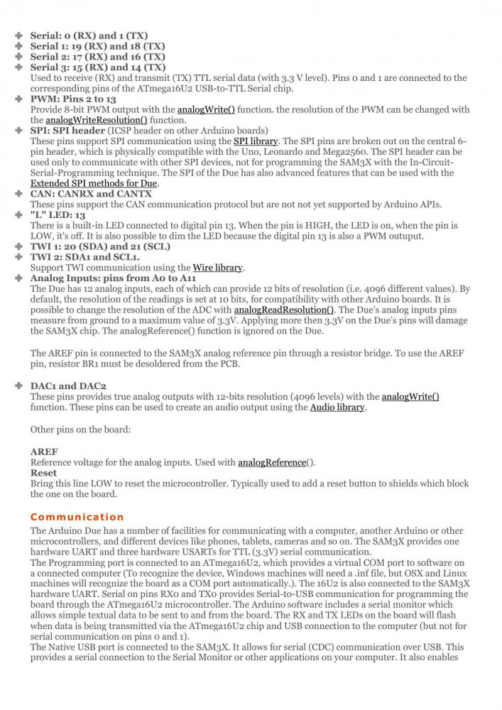 Arduino Due technical document page 3