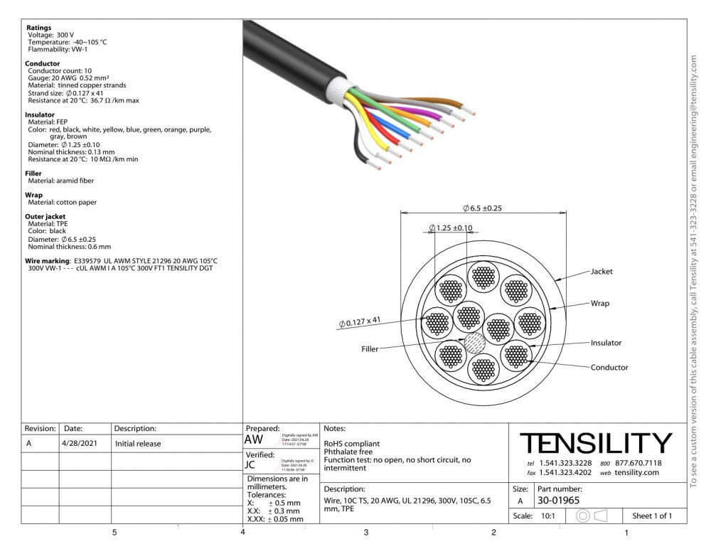 Tensility International 30-01965 product drawing preview