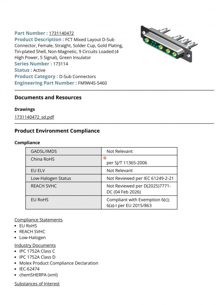 MOLEX 1731140472 drawing page 1