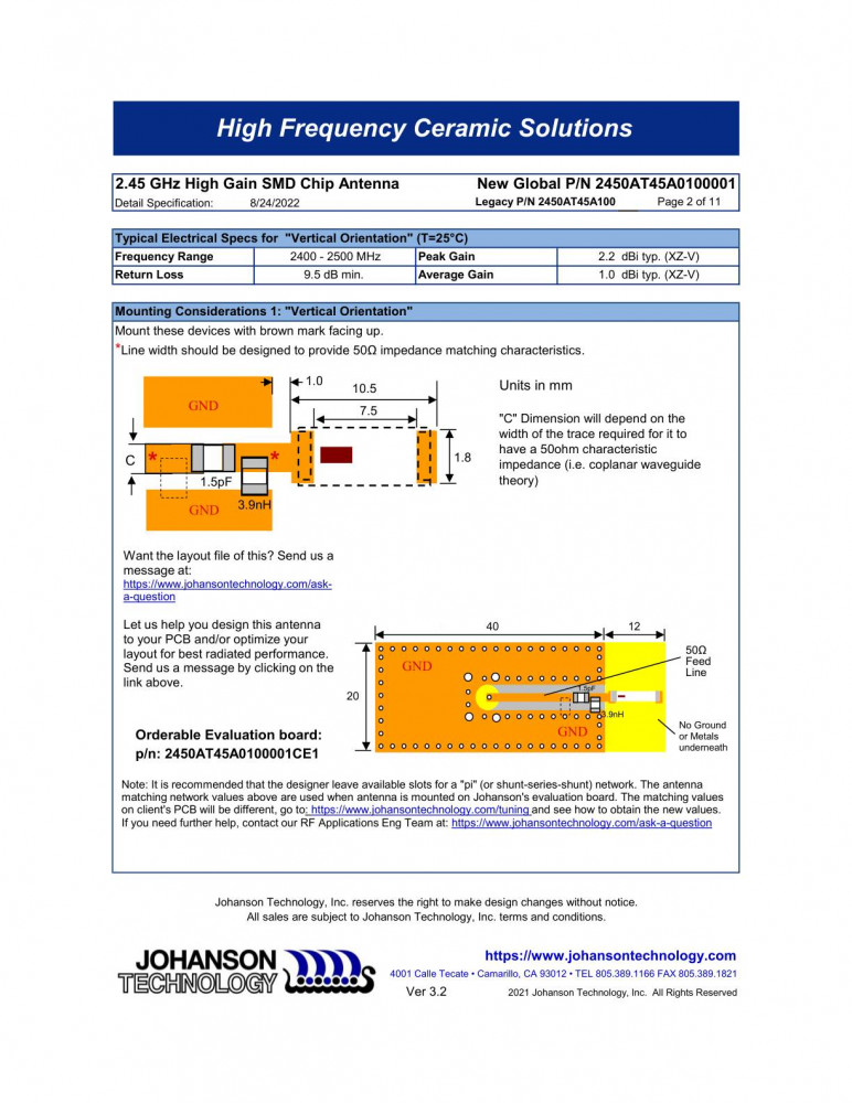 2450AT45A100E datasheet page 2