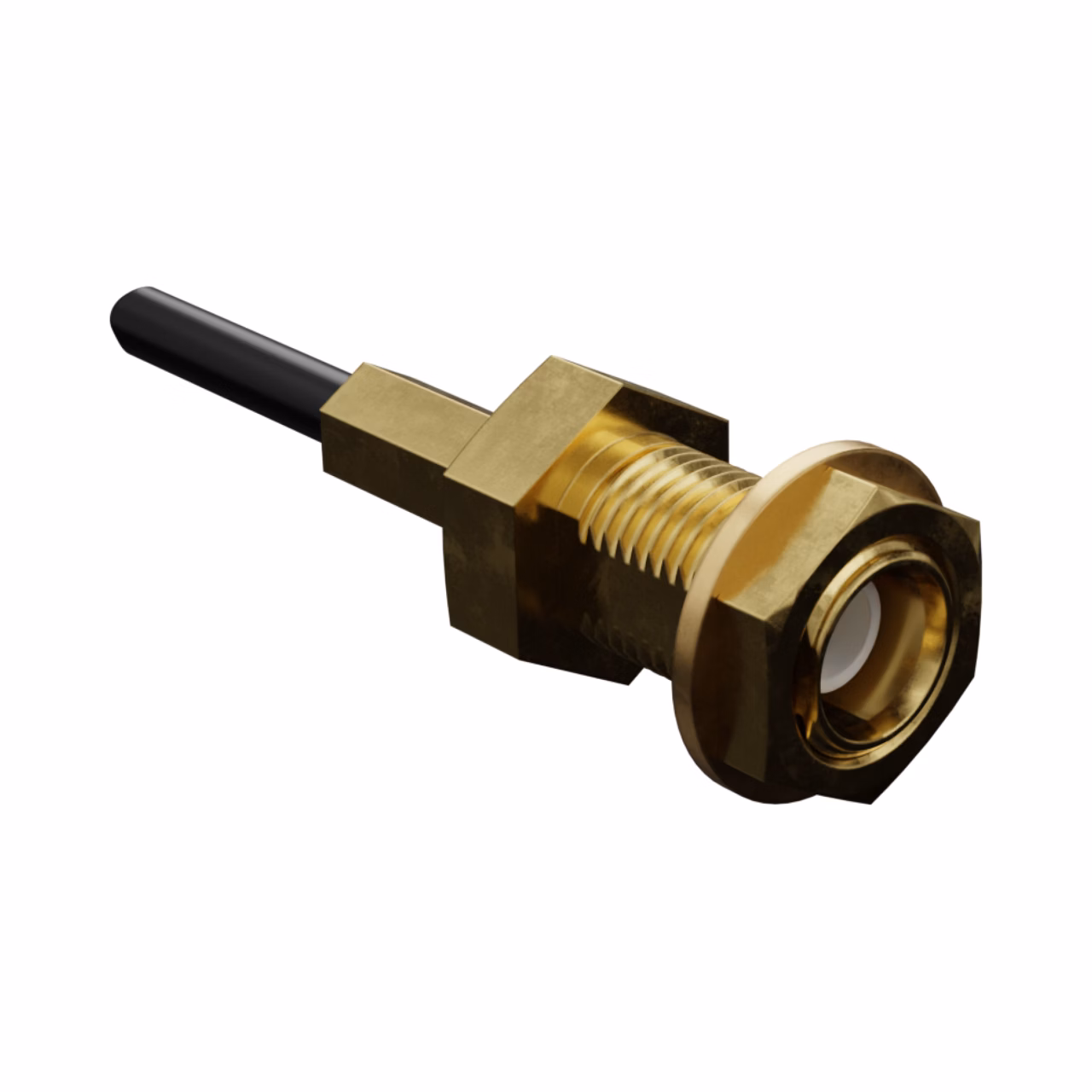 MCX Jack, Reverse Polarity, Straight, Bulkhead Mount, Brass Body, Gold (Au) Plated, Nut and Lockwasher Included, RG-178, 50 Ohms for sale