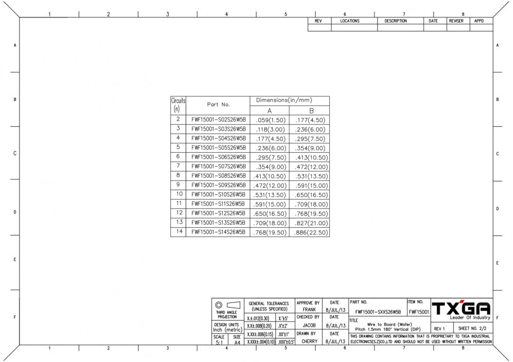 FWF15001-S08S26W5B technical drawing page 2