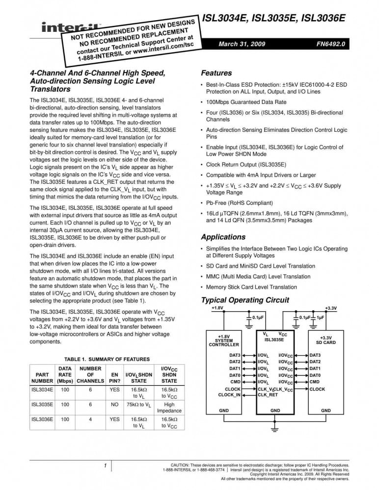 ISL3036EIRZ-TK datasheet page 1