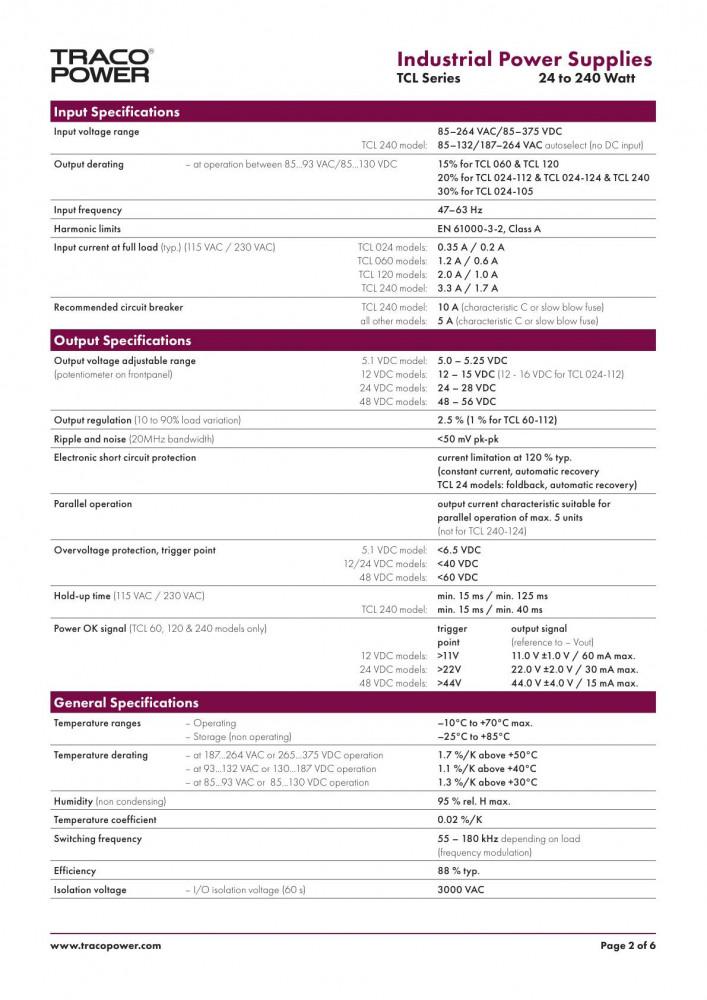 TCL series technical document, page 2