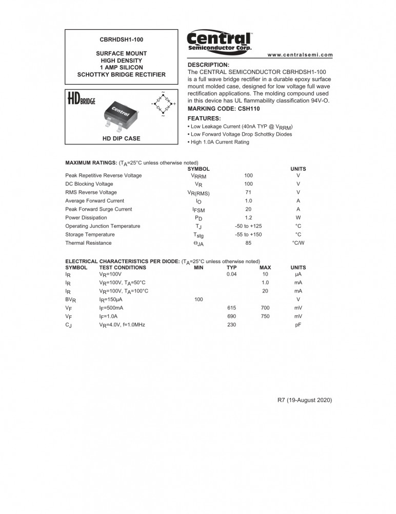 CBRHDSH1-100 TR13 PBFREE datasheet page 1