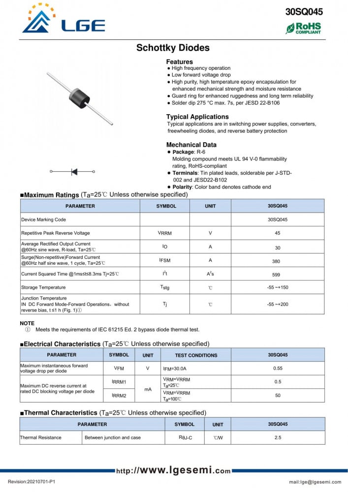 30SQ045 datasheet page 1