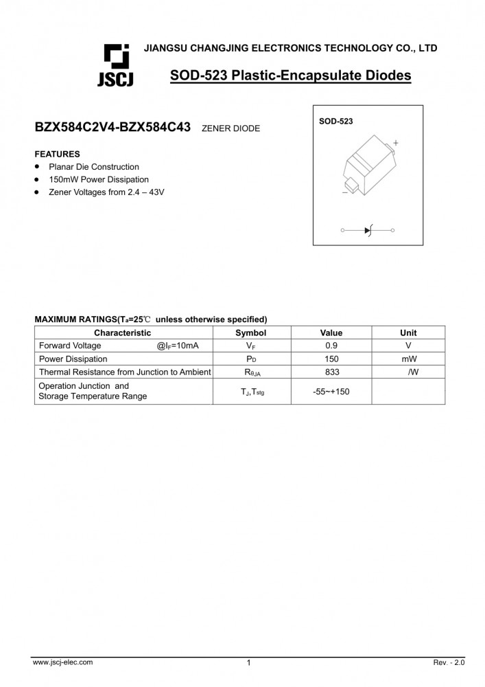 BZX584C10 datasheet page 1