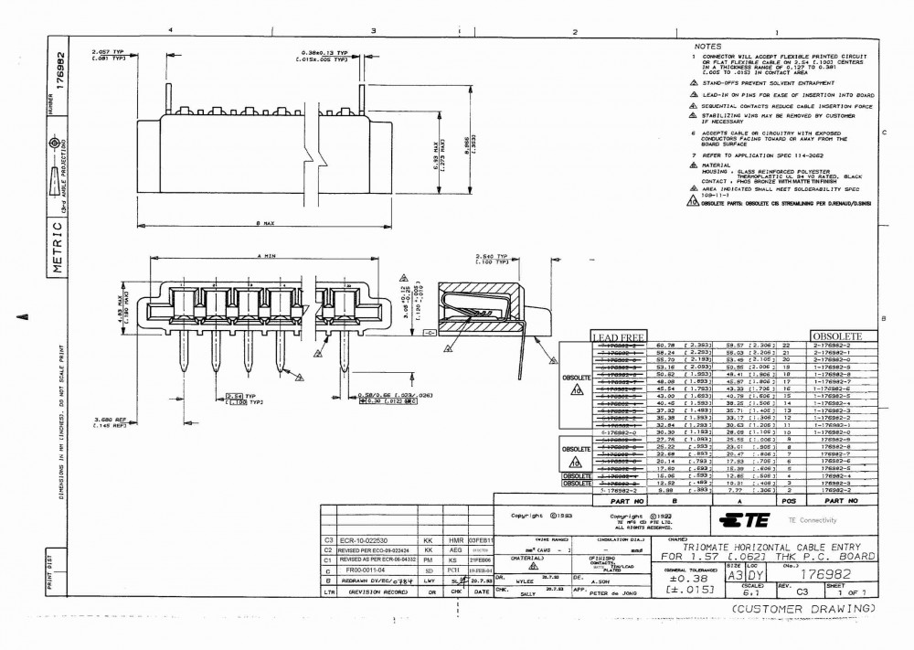 Technical document preview for TE Connectivity 6-176982-0