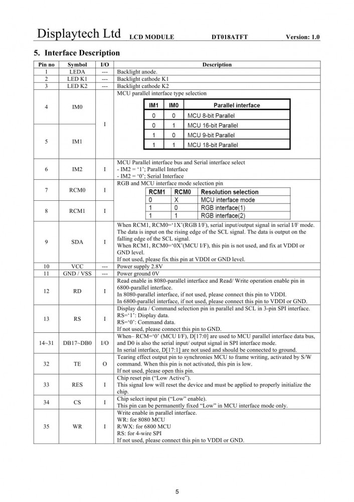 DT018ATFT specification page 6