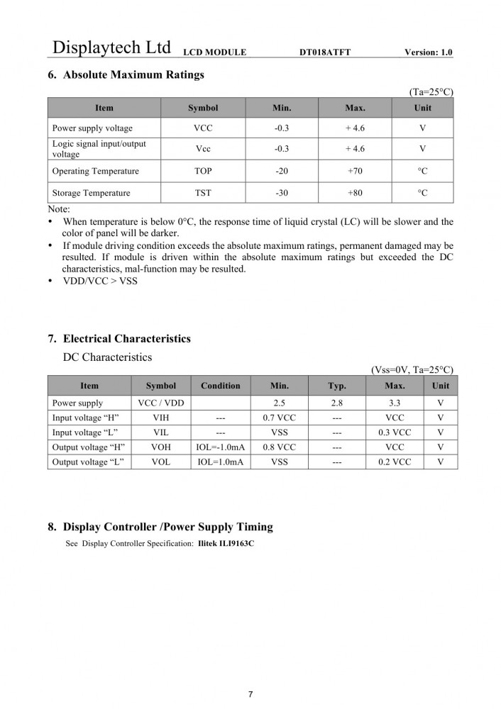 DT018ATFT specification page 8