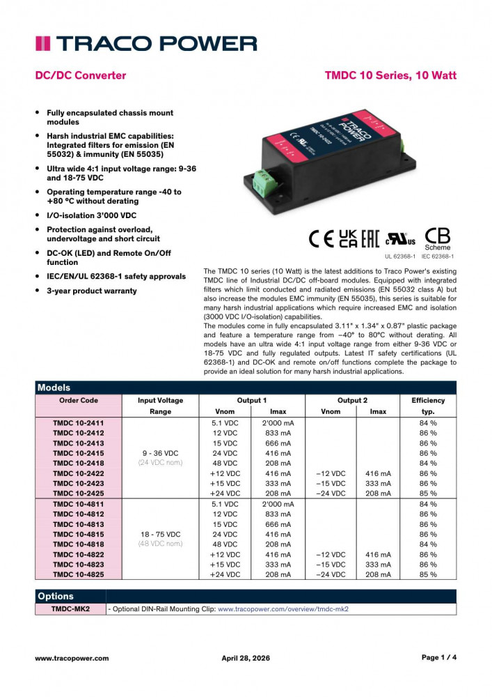TMDC 10 series documentation page 1