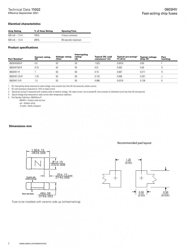 EATON TR-0603HV500-R datasheet page 2