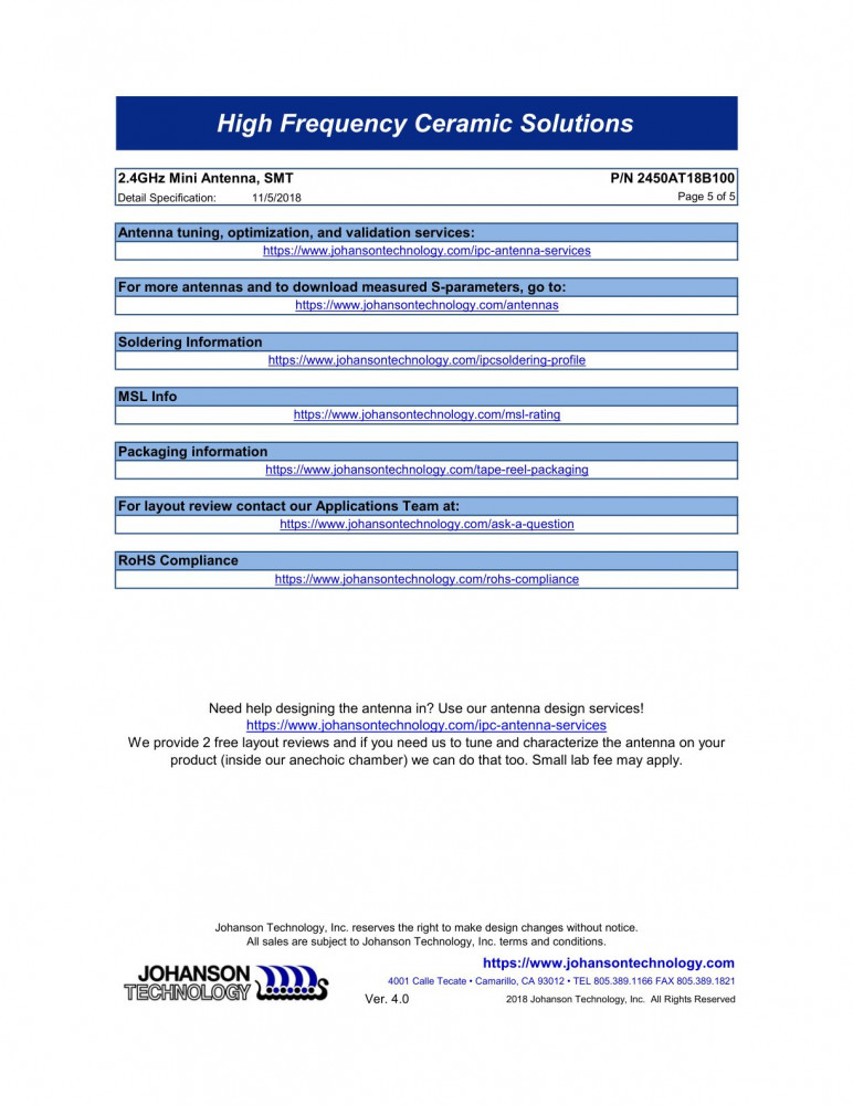 2450AT18B100E datasheet page 5