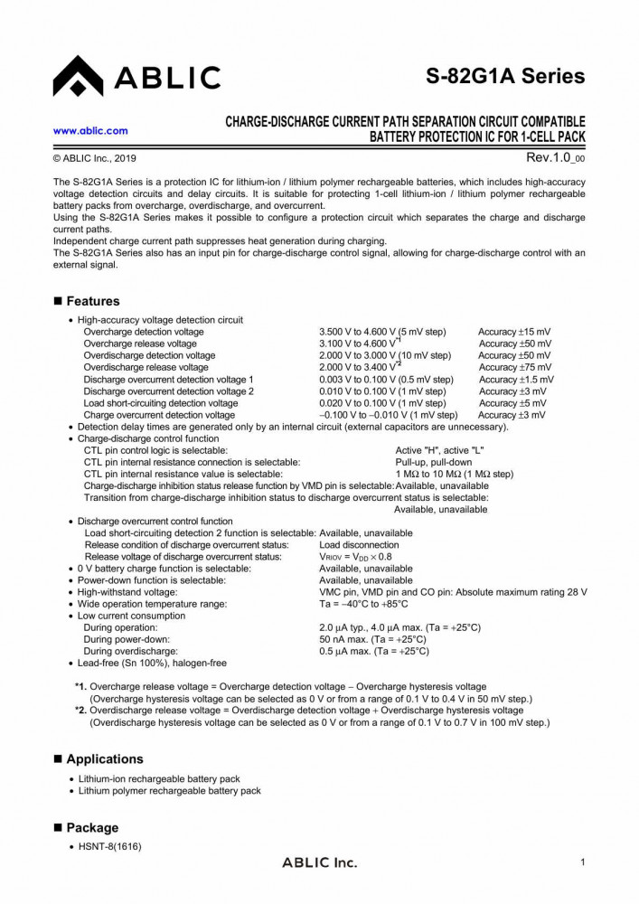 S-82G1A datasheet page 1