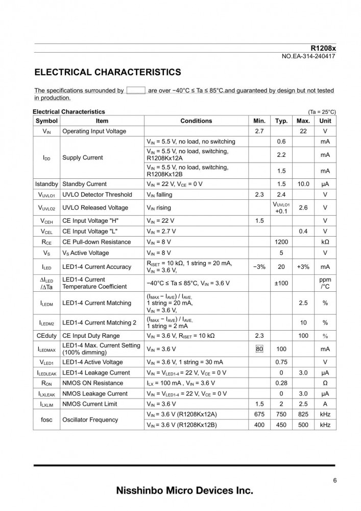 R1208x datasheet page 6