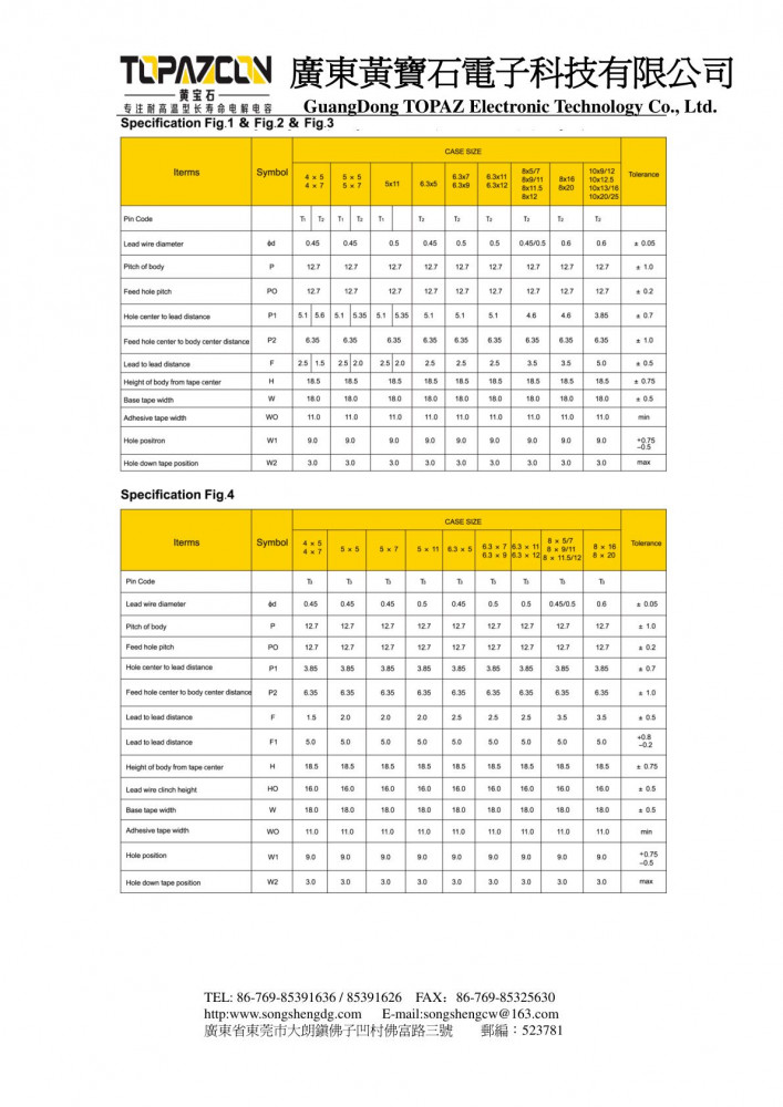 TOPAZ LF Series datasheet page 8