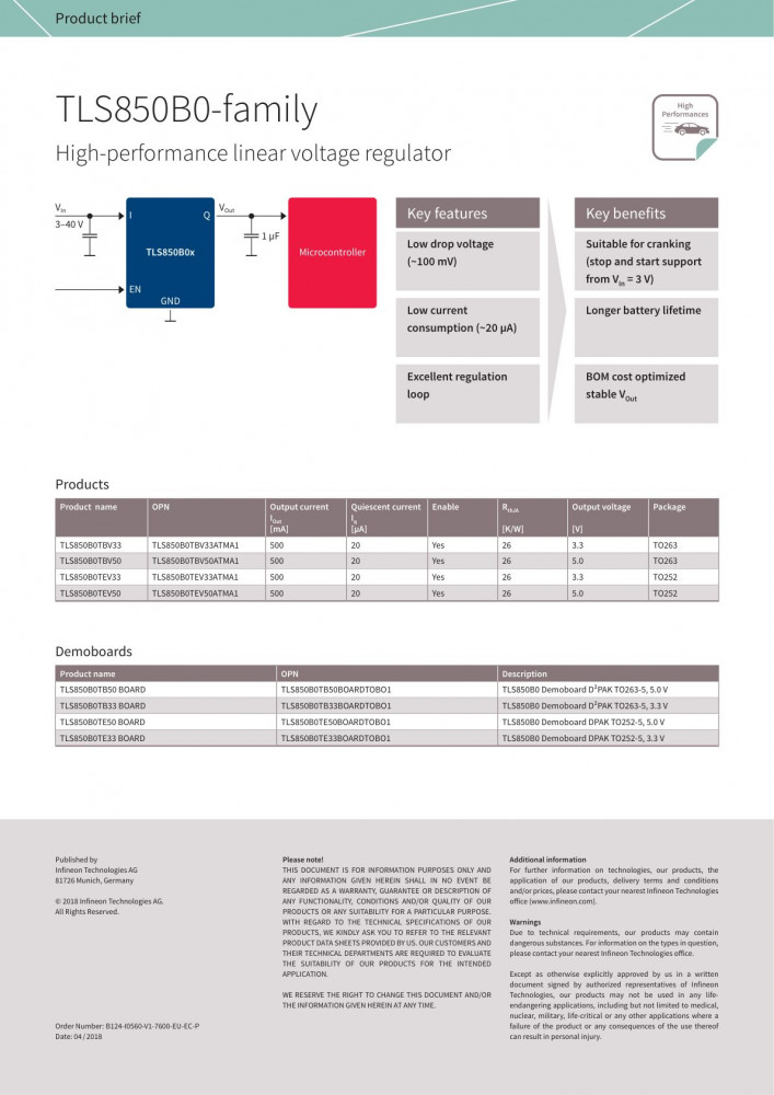 TLS850B0 family product brief page 2