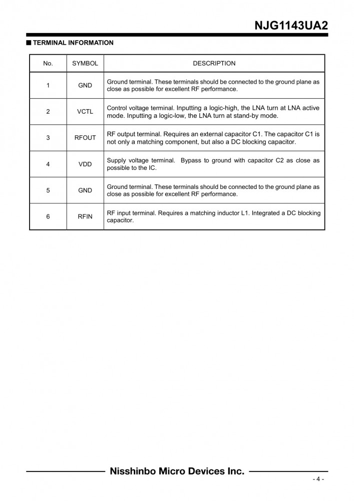 NJG1143UA2 datasheet page 4