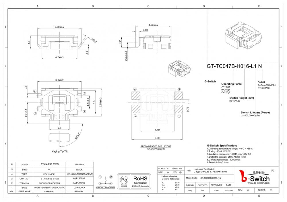 GT-TC047B-H016-l1N technical document page