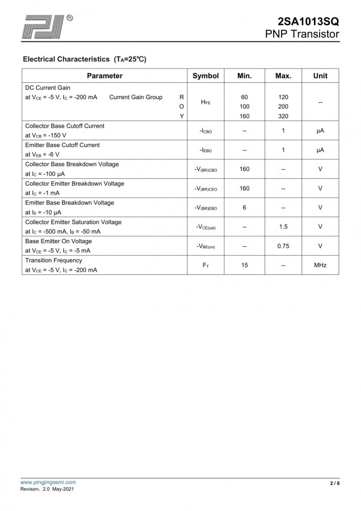 2SA1013SQ-Y datasheet page 2