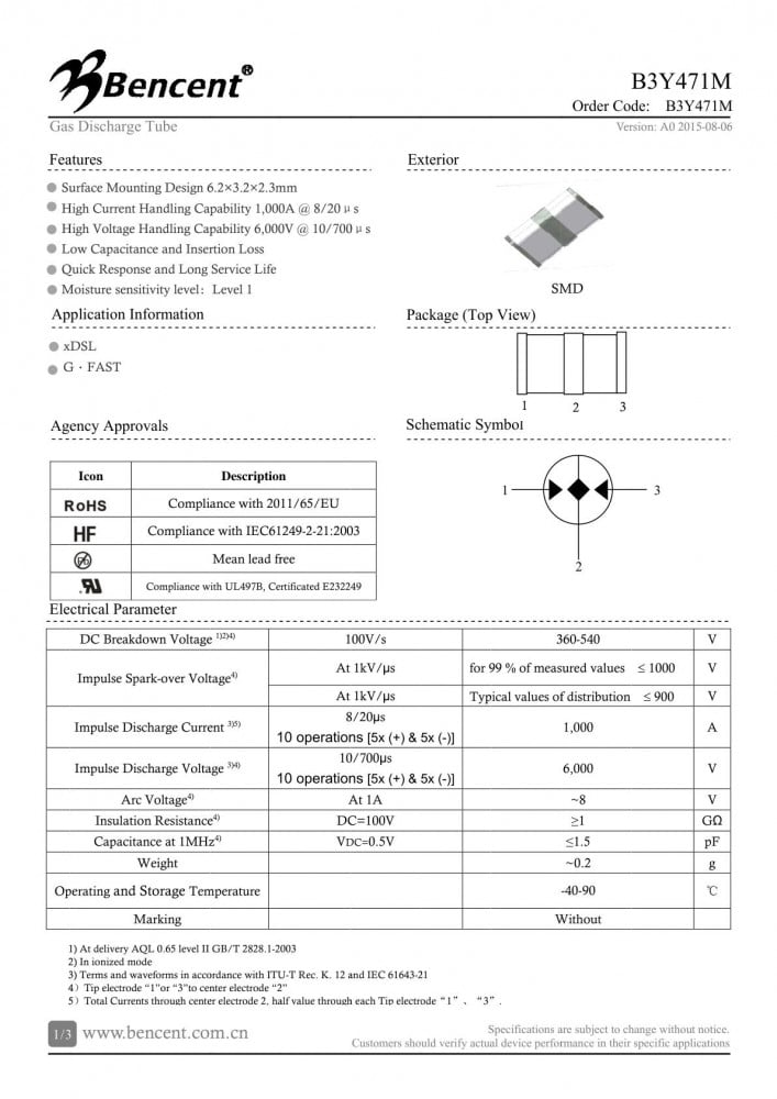B3Y471M datasheet page 1