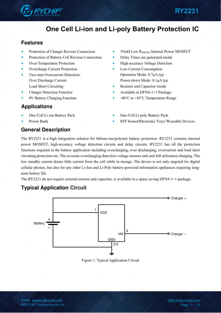 RY2231B1D4 datasheet page 1