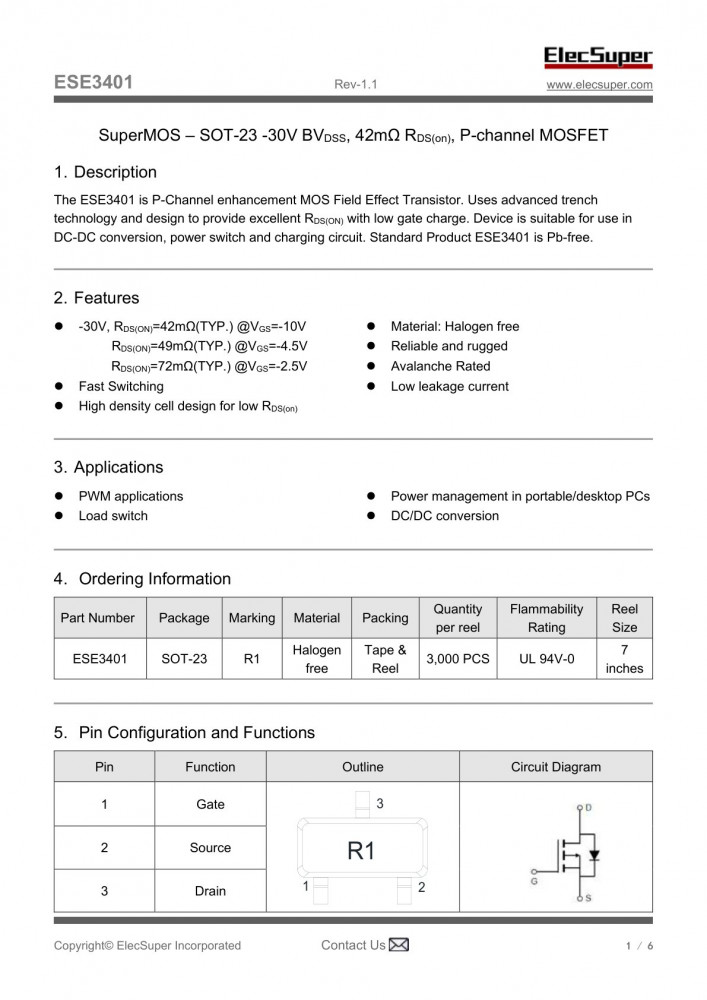 ESE3401 datasheet page 1