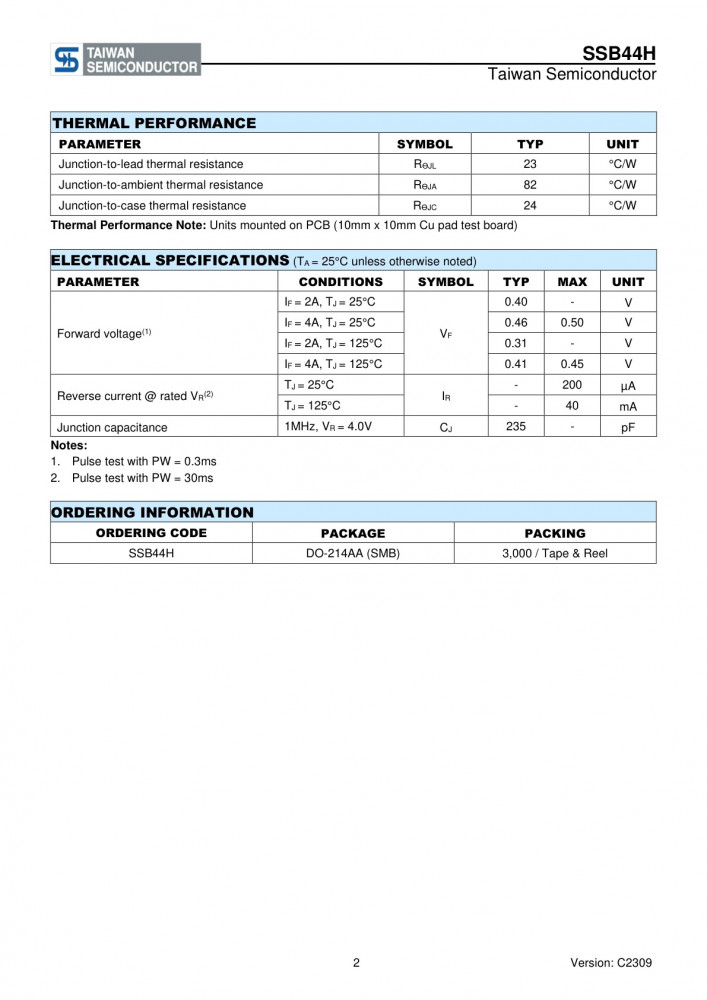 SSB44H datasheet page 2
