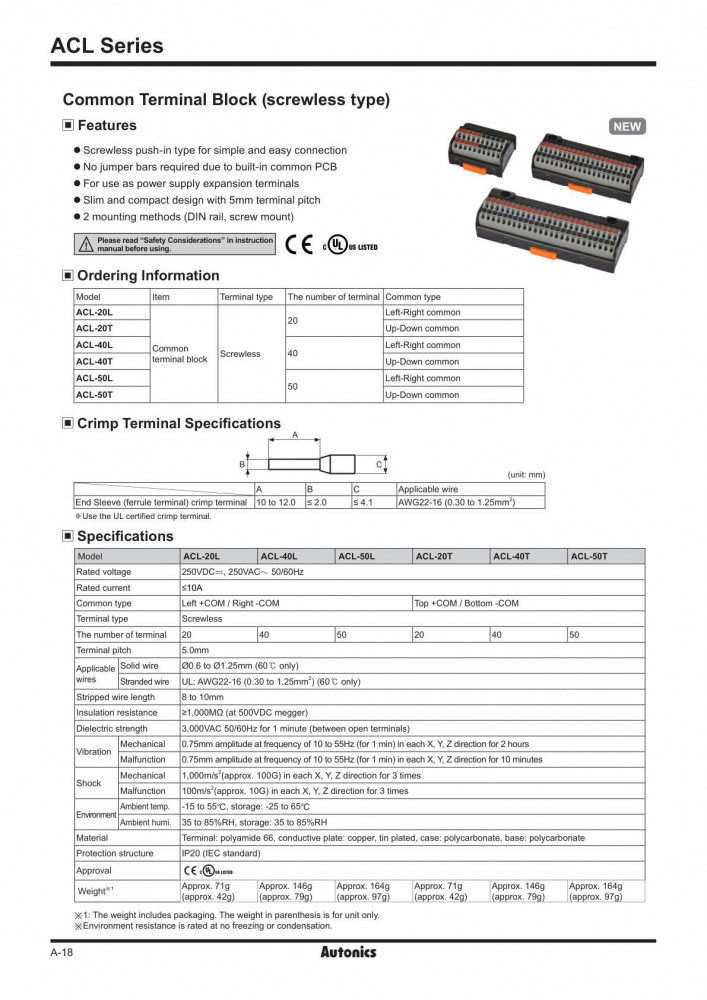 ACL Series technical document page 1