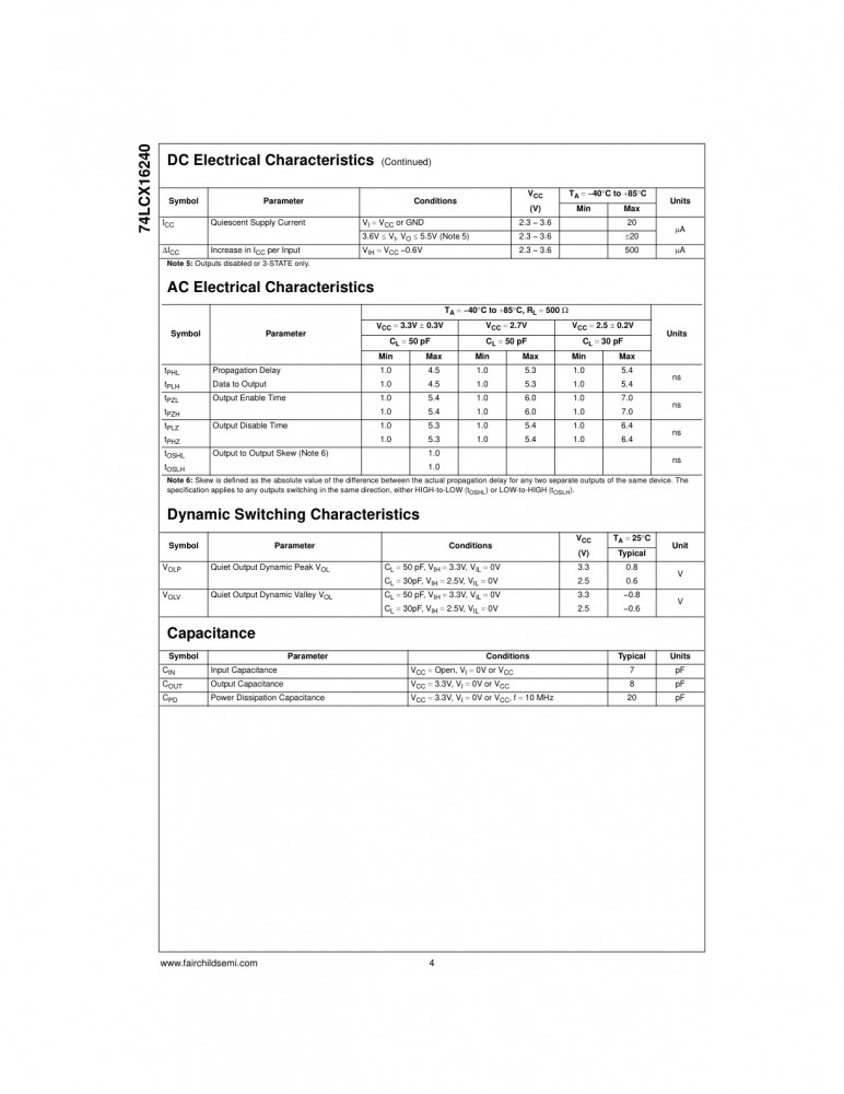74LCX16240 datasheet page 5
