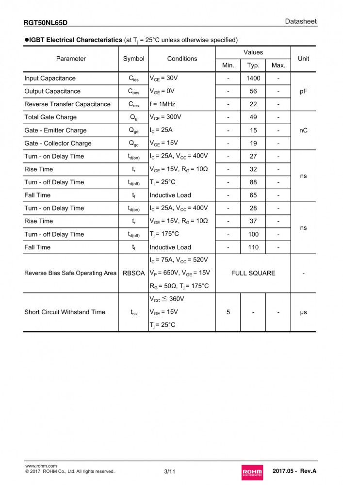 RGT50NL65DGTL datasheet page 3