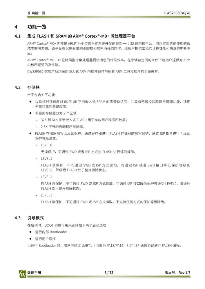 CW32F030 datasheet page 9