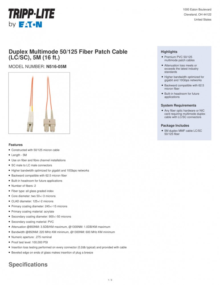 N516-05M technical document page 1