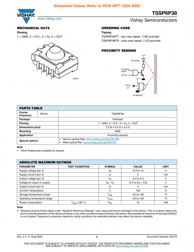 TSSP6P38TT datasheet page 2