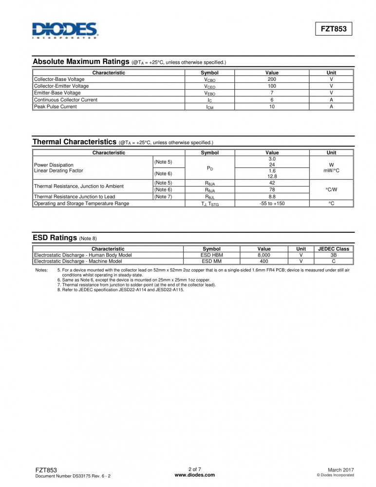 FZT853TA datasheet page 2
