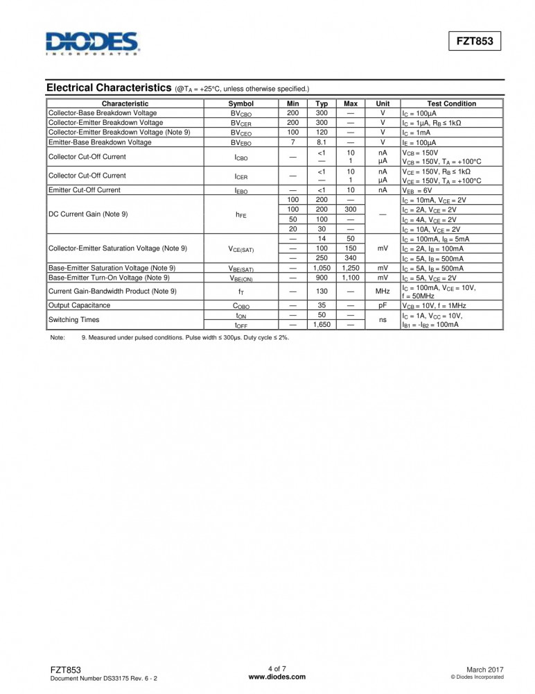FZT853TA datasheet page 4