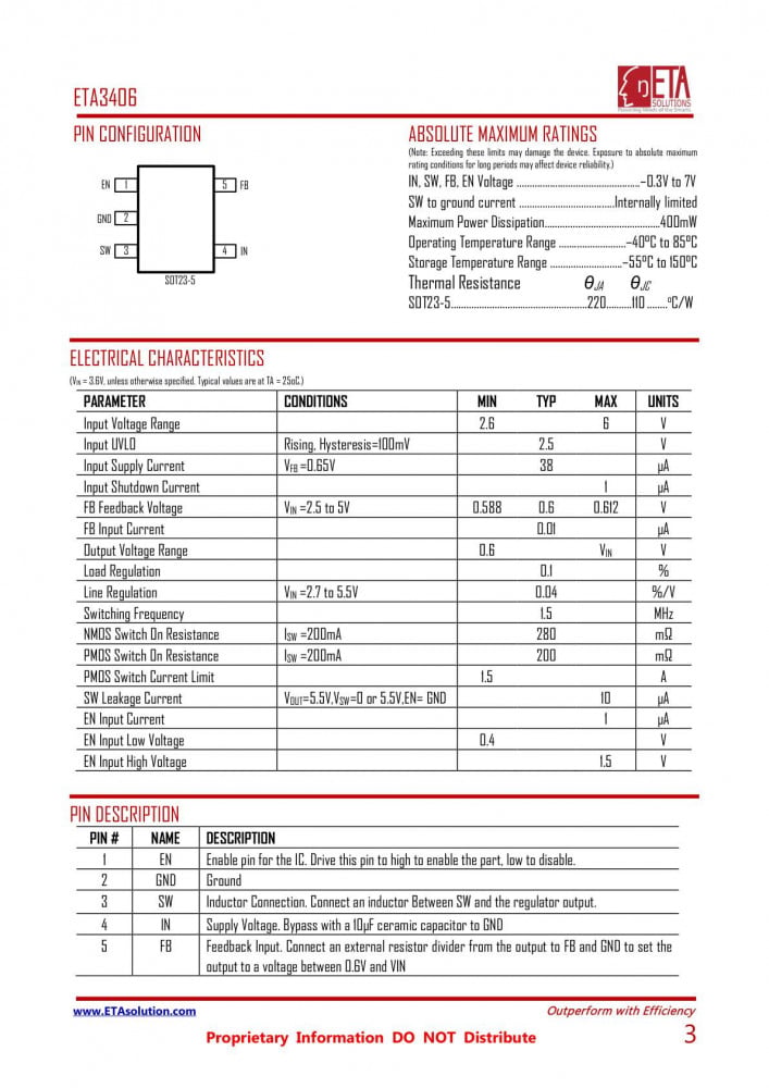 ETA3406S2F datasheet page 2