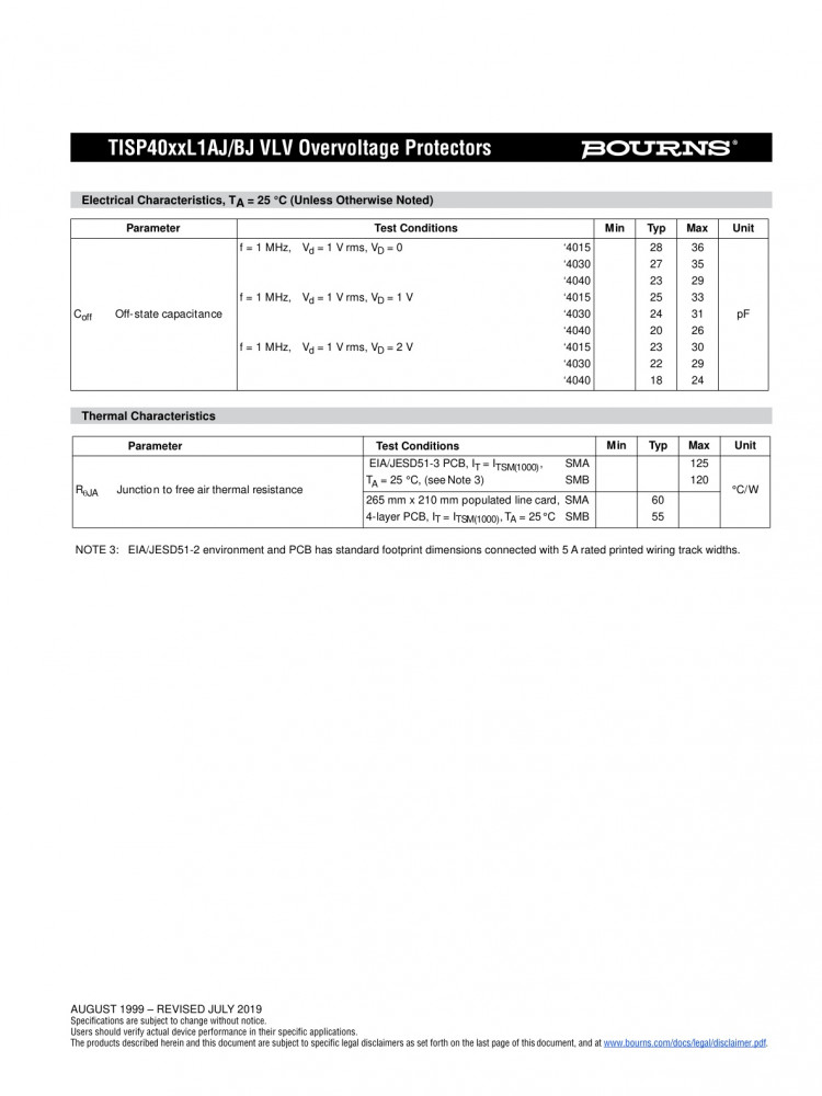 TISP40xxL1 datasheet page 3