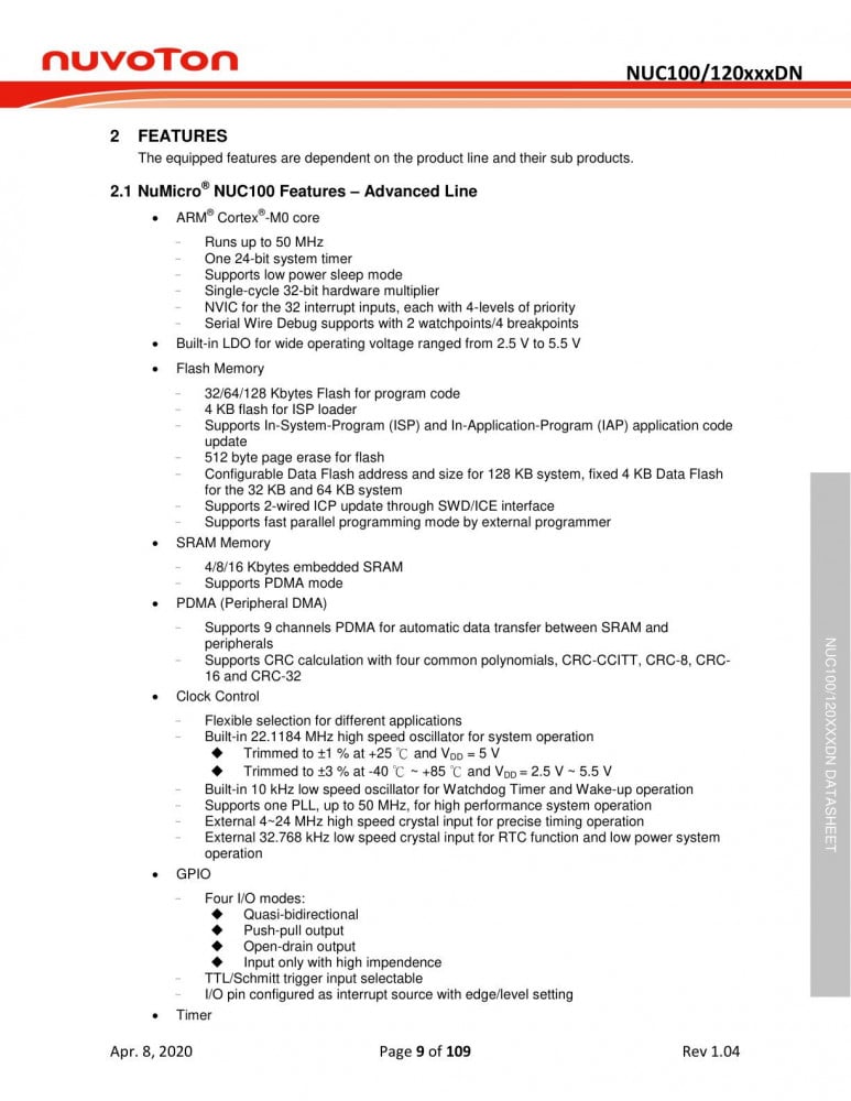 NUC120 datasheet preview page 9
