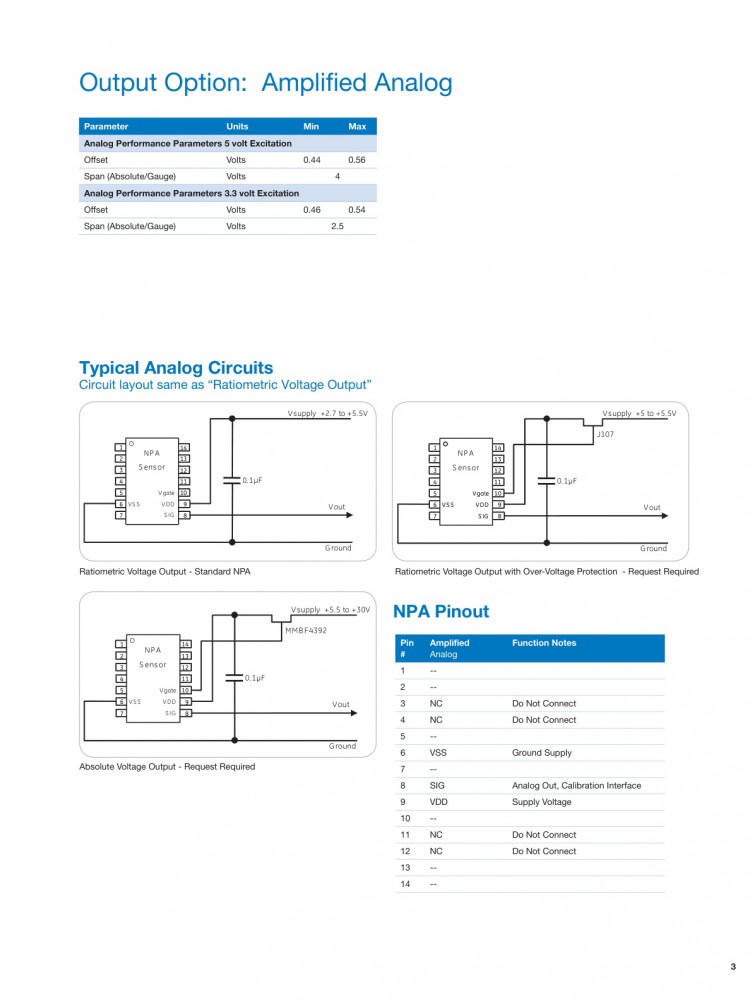 NPA pressure sensor datasheet page 3