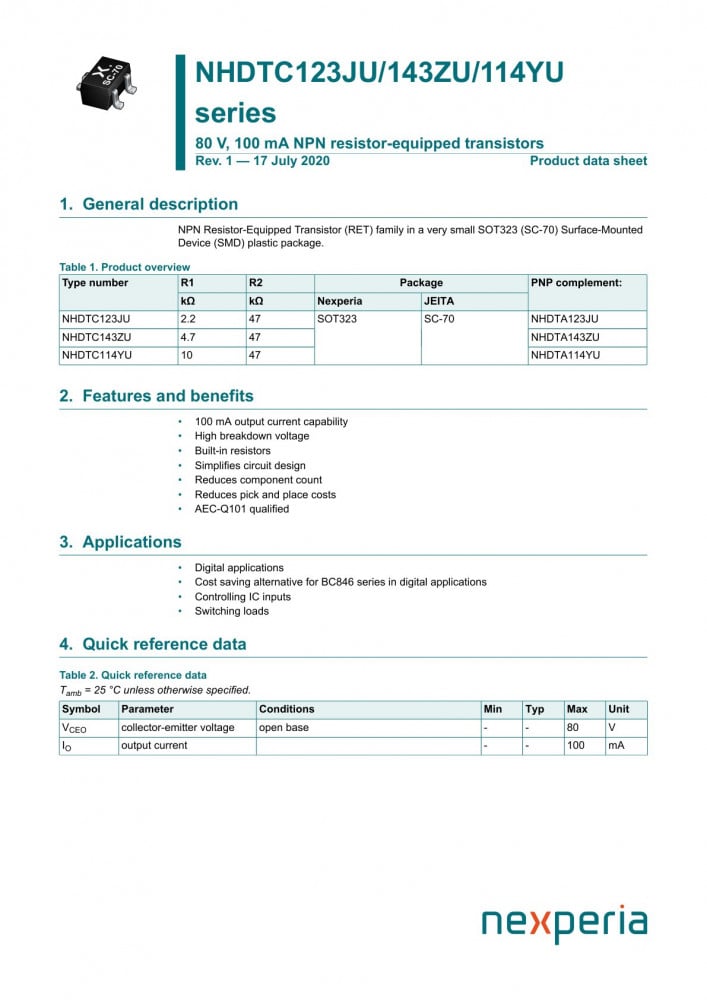 NHDTC123JUX datasheet page 1