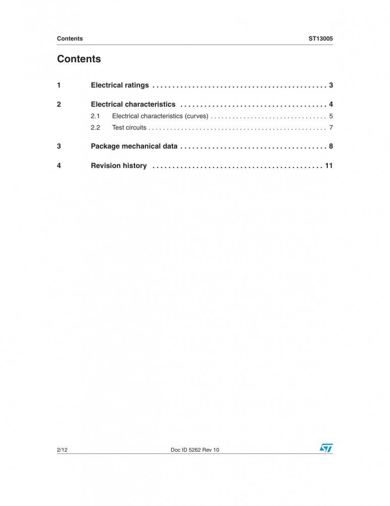 ST13005 datasheet page 2